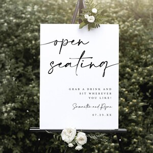 Open Seating Sign Template Minimalist Wedding Sign Sit - Etsy