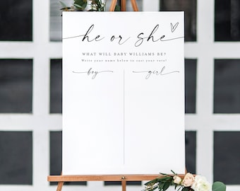 He or She Gender Reveal Board, What Will Baby Be, Cast Your Vote ...