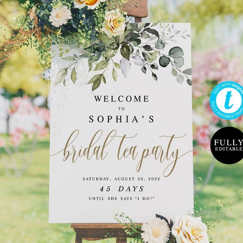Tea Party Welcome Sign Template Printable Bridal Tea Shower - Etsy