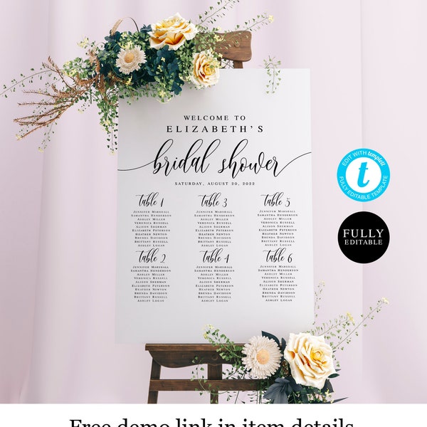 Seating Chart for 6 Tables - Etsy