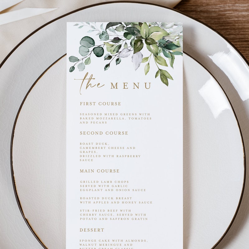 Fern Menu Cards - Etsy