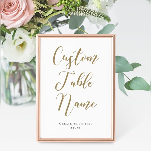 Editable Wedding Reception Table Name Sign DIY Wedding Table | Etsy