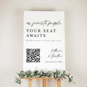 QR Code Seating Chart Sign, Wedding QR Code Sign, Seating Chart Welcome ...