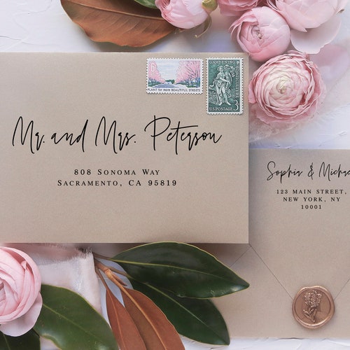 Elegant Wedding Envelope Template With Return Address - Etsy