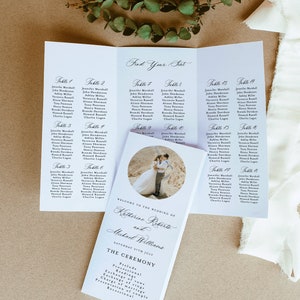 Seating Chart Program, Trifold Wedding Seating Chart Program Template ...