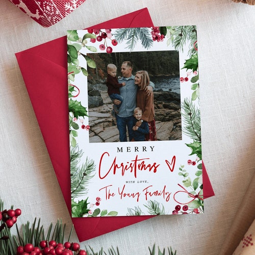 Editable Photo Christmas Card Template Instant Download | Etsy