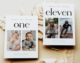 Photo Table Number Card, Baby / Childhood Pictures, Minimalist Wedding ...