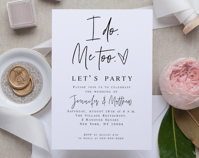 Intimate Wedding Invitation Template, Modern Intimate Ceremony Invite ...