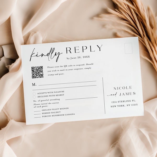 Postcard Rsvp Editable Template - Etsy