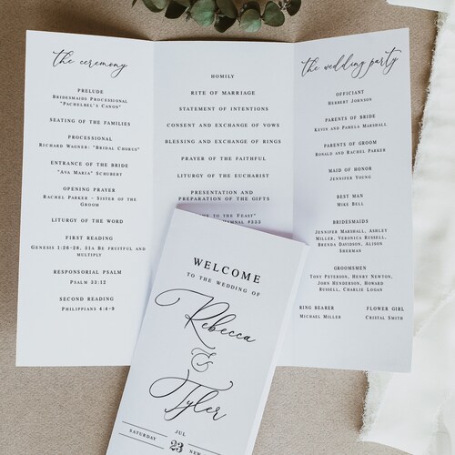 Gold Tri Fold Wedding Program Template Trifold Program - Etsy