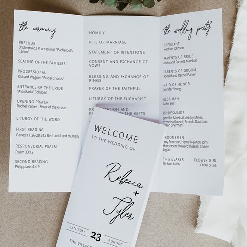Printable Tri-fold Wedding Program Template Fully Editable - Etsy