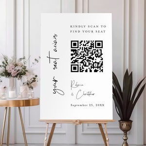 QR Code Seating Chart Sign, Wedding QR Code Sign, Seating Chart Welcome ...