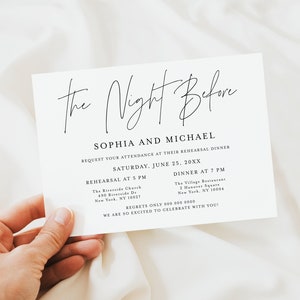 Modern Rehearsal Invite, Minimalist Rehearsal Dinner Invitation ...