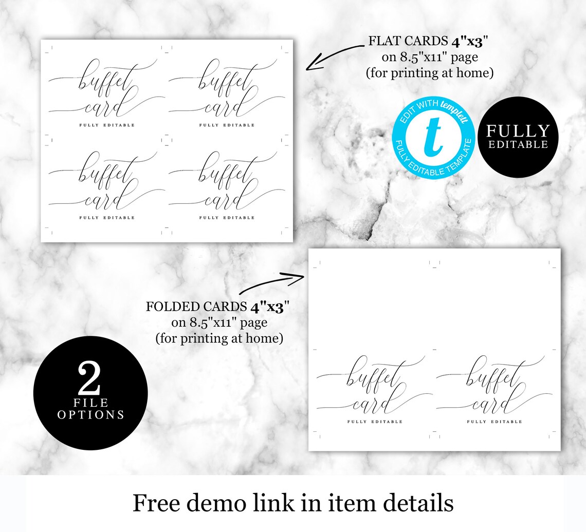 Elegant Food Label For Buffet Printable Card Template | Etsy