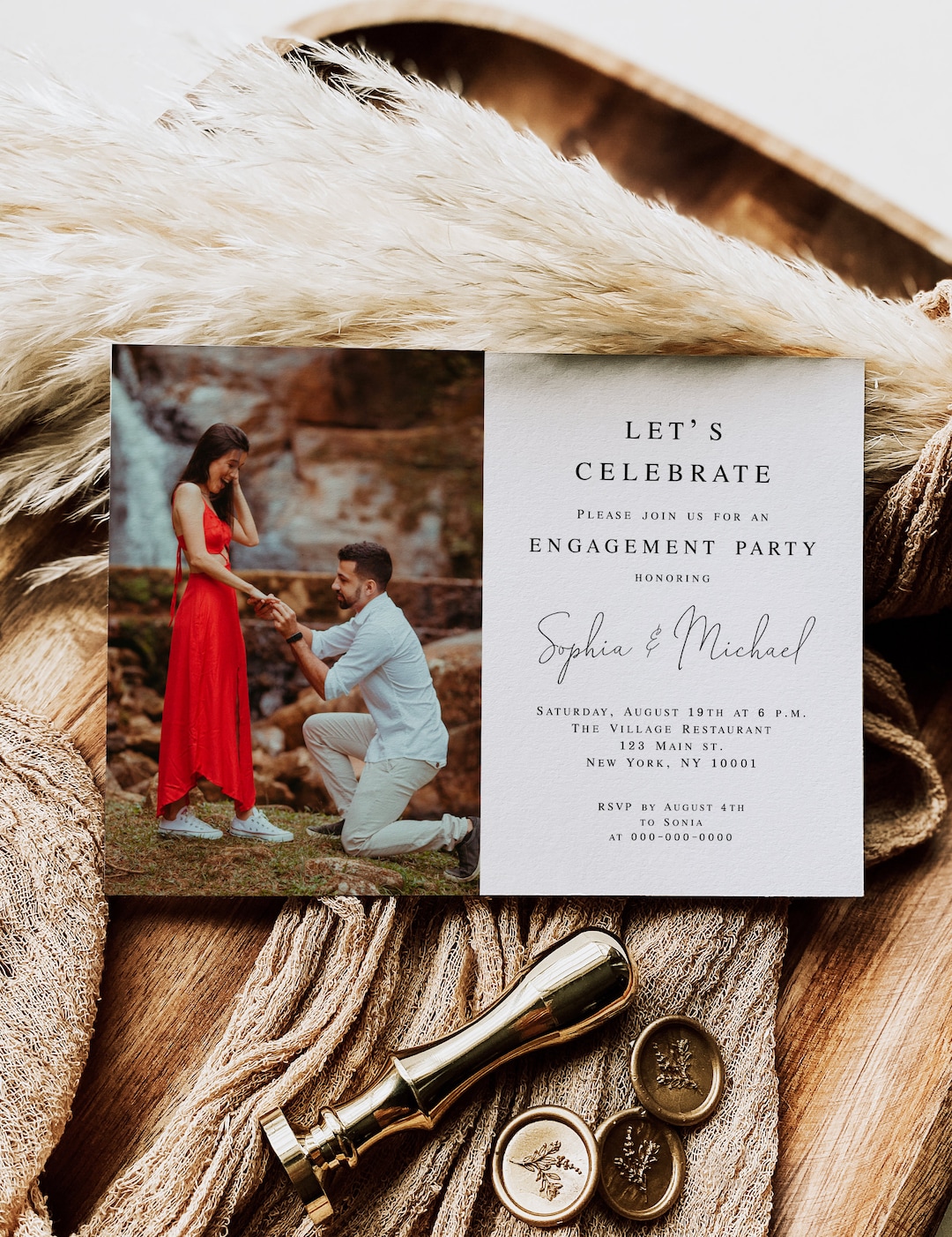 Templett Photo Invitation, Lets Celebrate, Engagement Party Template ...