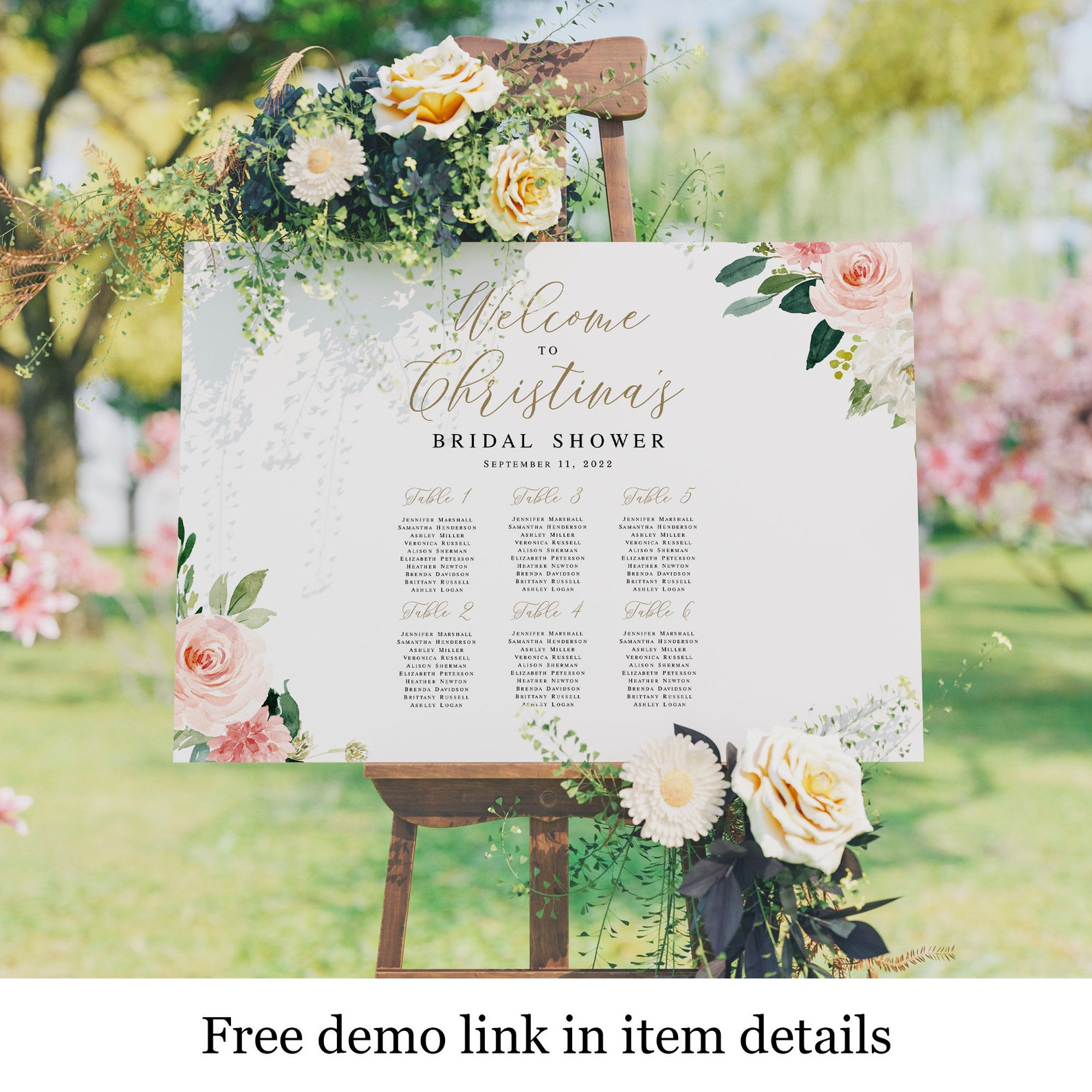 Small Seating Chart Template Welcome to Bridal Shower Blush - Etsy