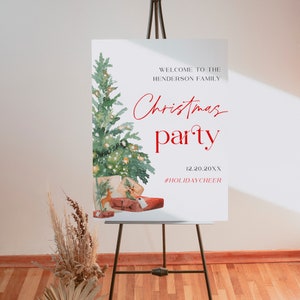 Christmas Party Welcome Sign Template, Modern Holiday Party Welcome ...