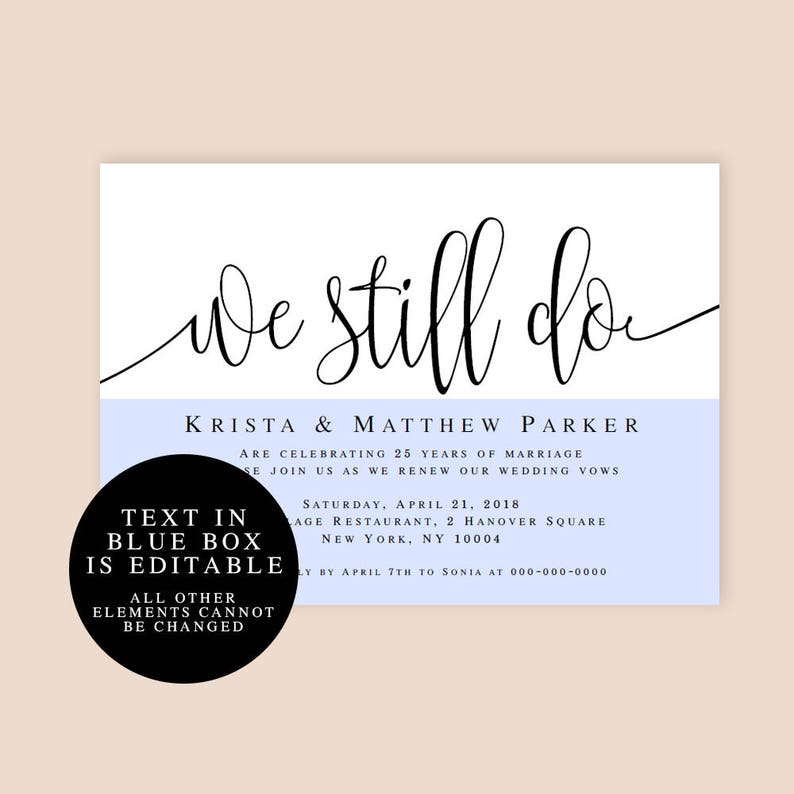 We Still Do Invitation Wedding Invitation Pdf Editable - Etsy