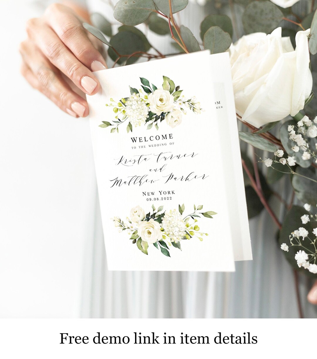 Folded Wedding Program Template, Fully Editable, Instant Download ...