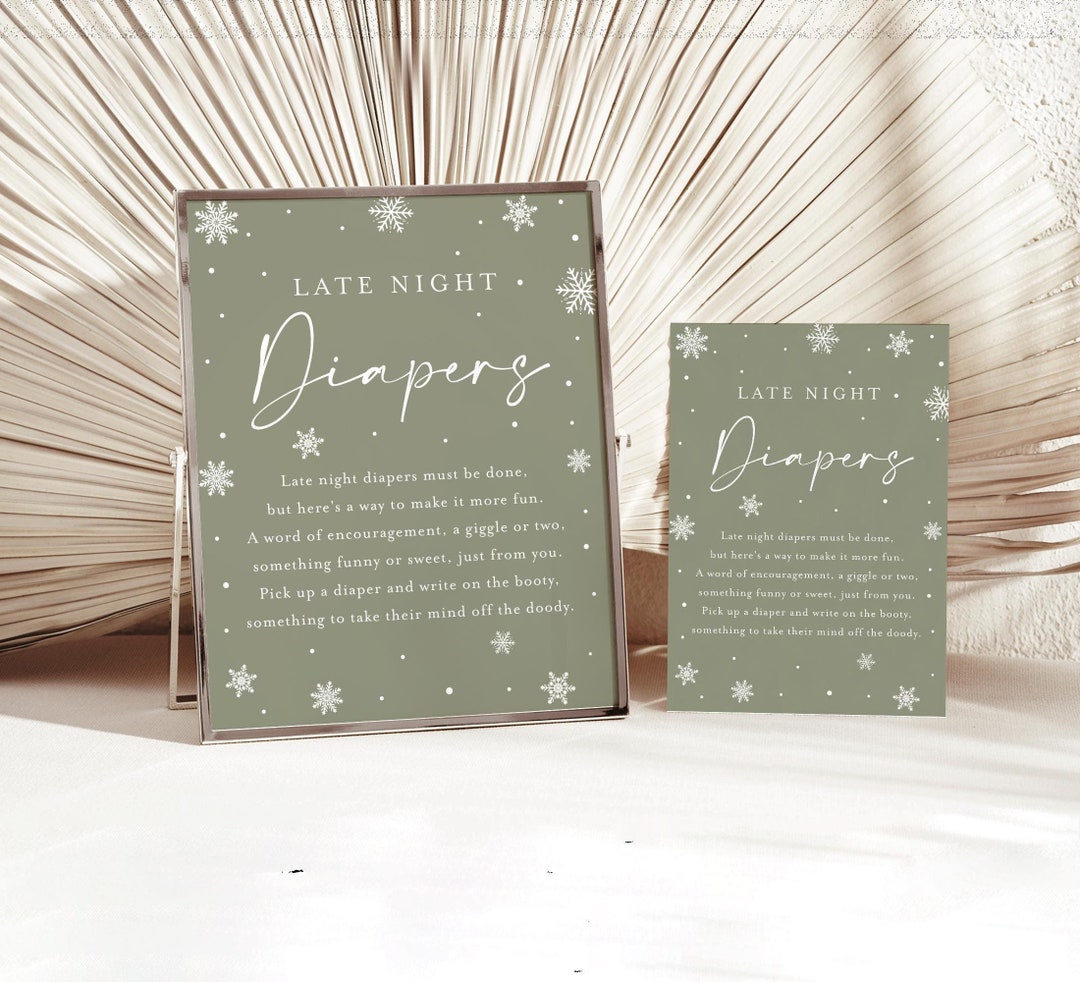 Late Night Diapers Game, Printable Late Night Diapers Message Sign ...