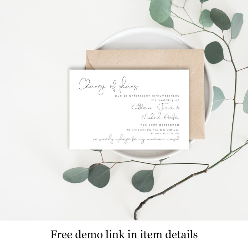 Printable Change of Date Announcement Card Template | Etsy
