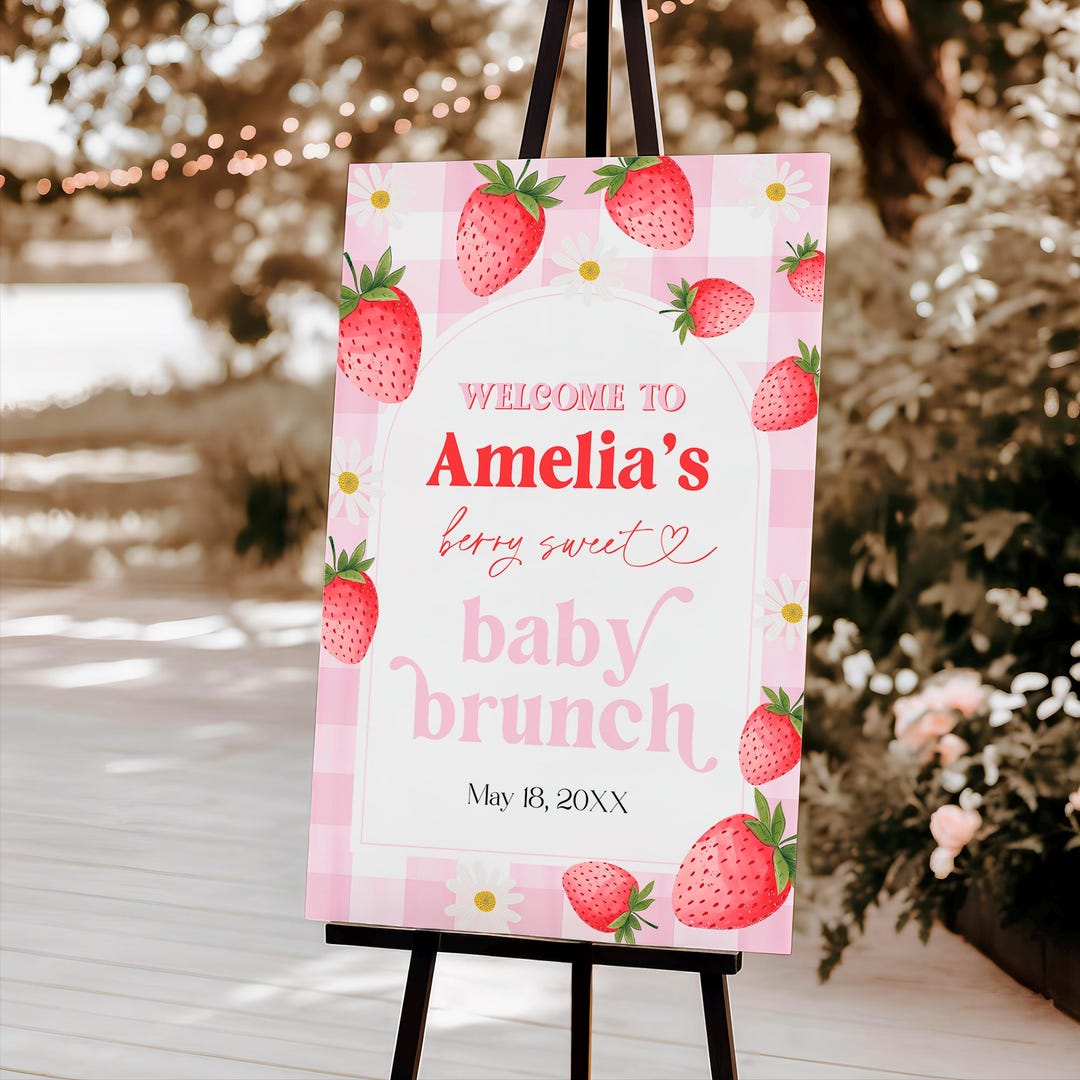 Baby Brunch Welcome Sign, Berry Sweet Baby Brunch Welcome Sign, Blush ...