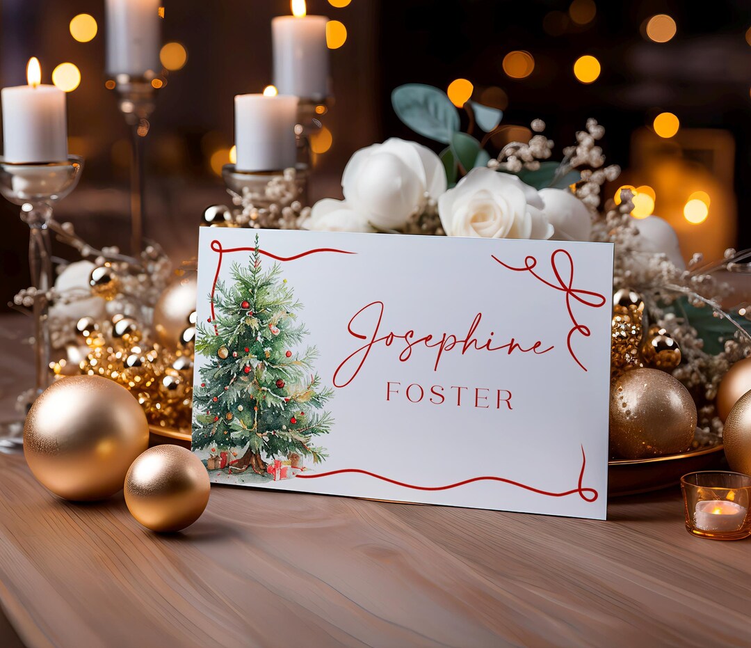 Christmas Place Cards Template, Christmas Name Card, Christmas Dinner ...