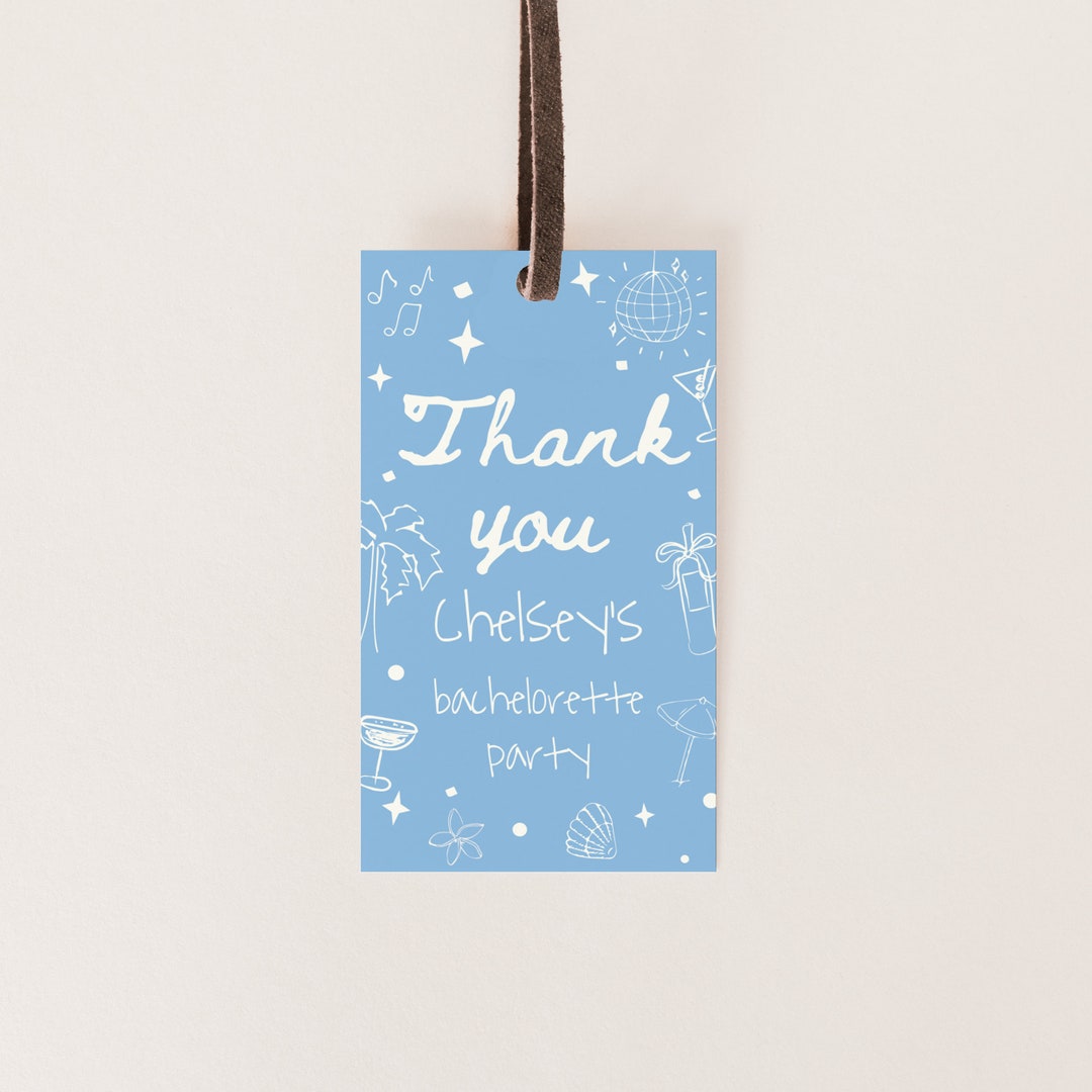Editable Thank You Tags, Scribble Bachelorette Thank You Tag, Hand ...