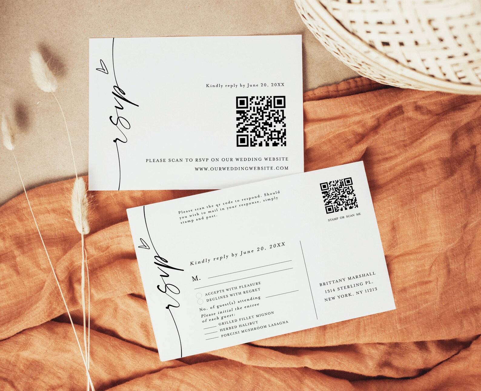 QR Code RSVP Card Online Reply Card Template Try Before You - Etsy