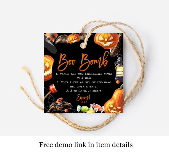 Printable Boo Bomb Tag Template Halloween Favor Tag Cocoa | Etsy