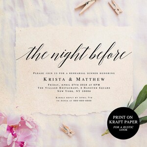 The Night Before Invitation Rehearsal Dinner Invitation Template Pre ...