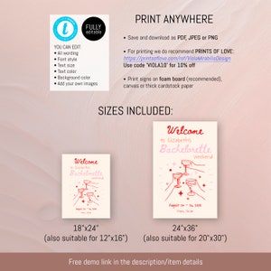 Hand Drawn Bachelorette Weekend Welcome Sign Template, Quirky Funky ...