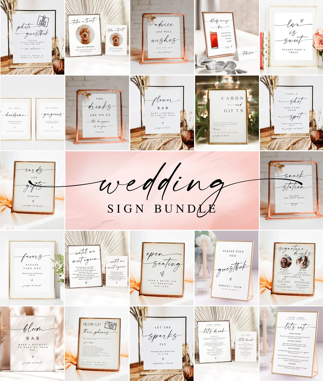 Wedding Sign Bundle, Editable Wedding Sign Bundle, Minimalist Wedding ...