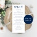Navy Wedding Menu Template Navy Menu Cards Navy Blue Menu - Etsy