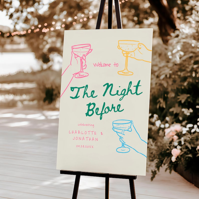 Hand Drawn Rehearsal Dinner Sign, Editable Rehearsal Dinner Welcome ...