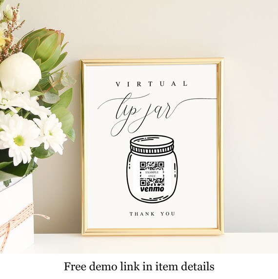 Virtual Tip Jar Sign Template Bartender Tipping Digital - Etsy