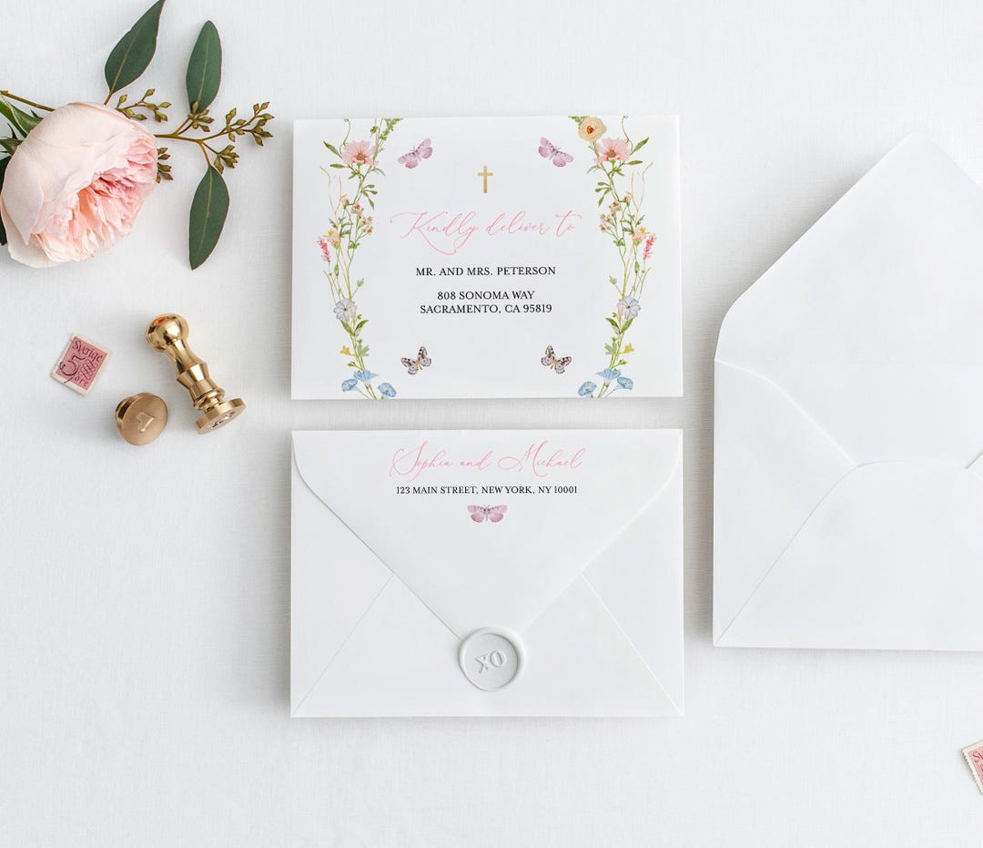 Baptism Envelope Template, With Return Address, Printable Baptism ...