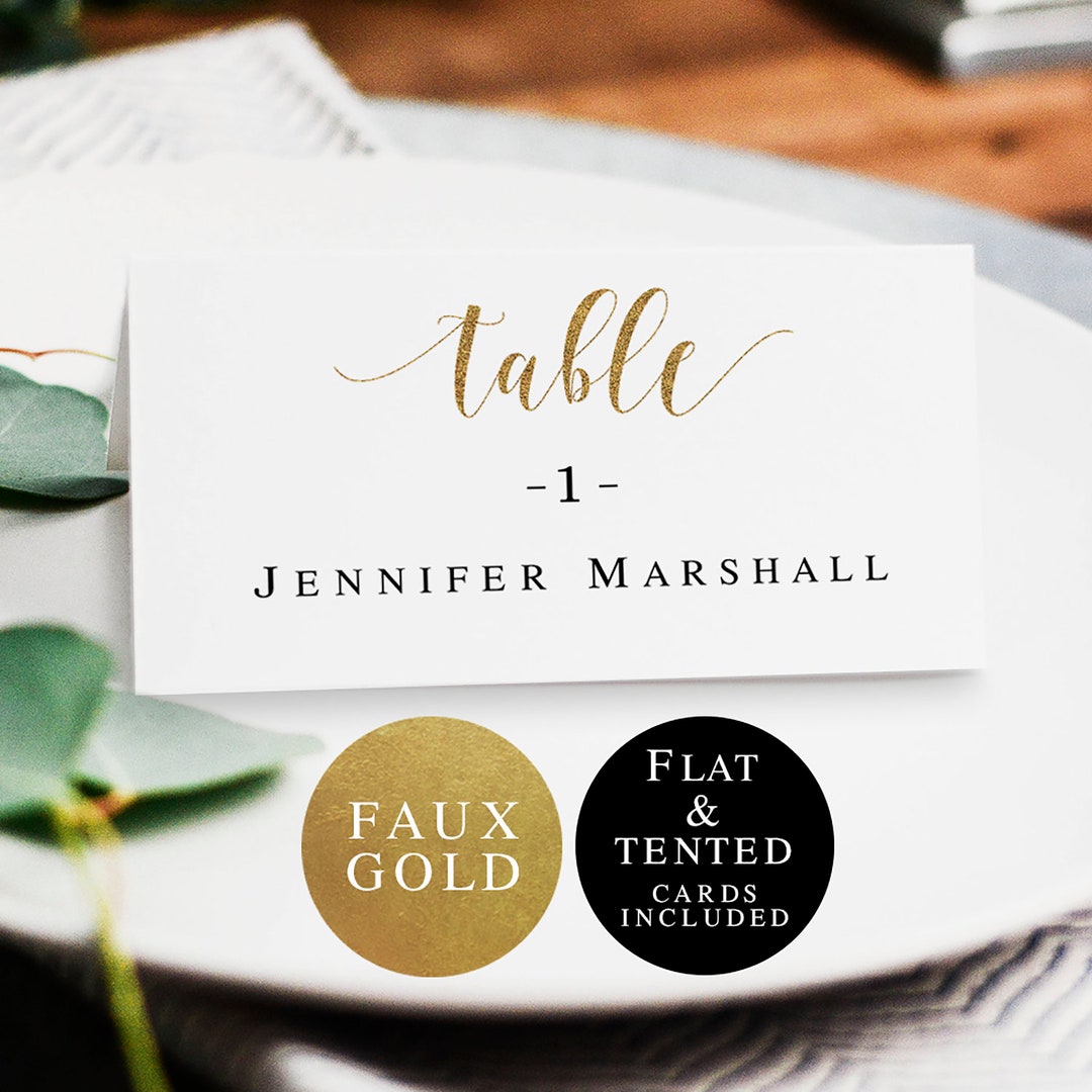 Gold Wedding Printable Name Cards Gold Place Card Template Gold Place ...
