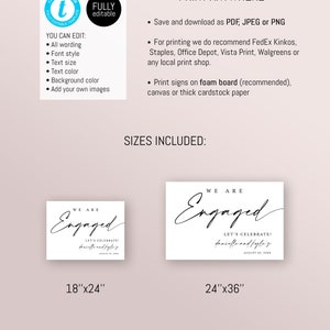 Engagement Sign, Engagement Party Welcome Sign Template, We're Engaged ...