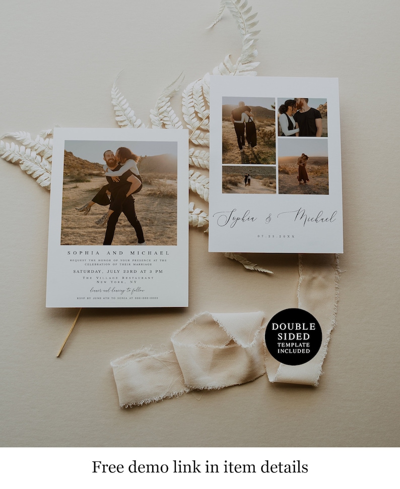 Wedding Invitation Template Download Photo Collage Picture - Etsy