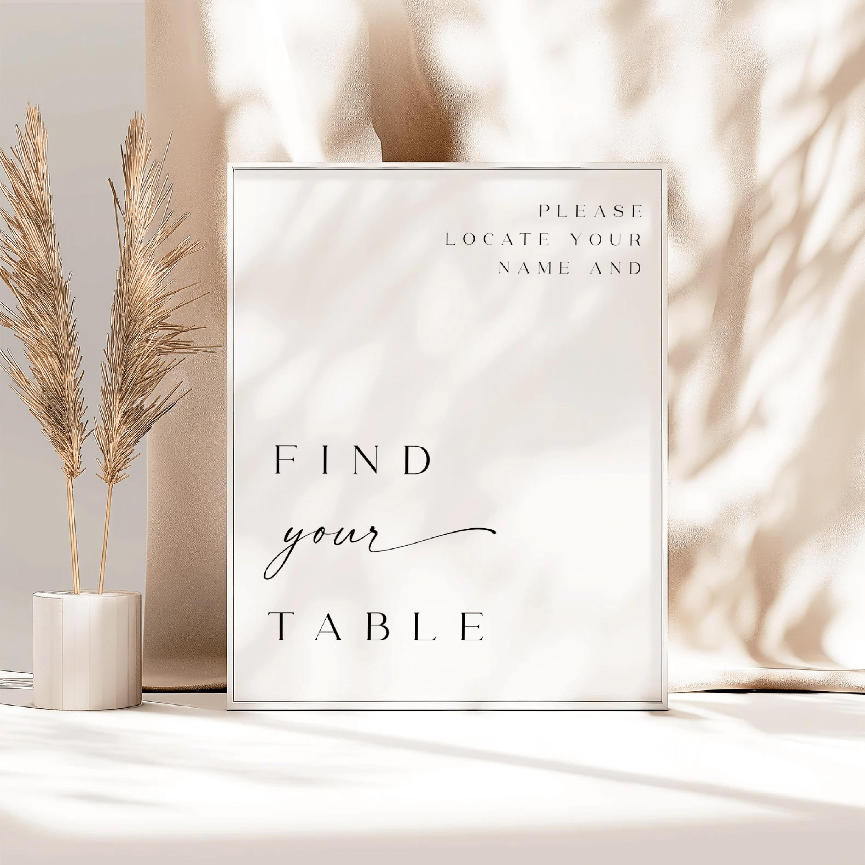 Find Your Table Sign, Please Find Your Seat Wedding Sign, Editable Find ...