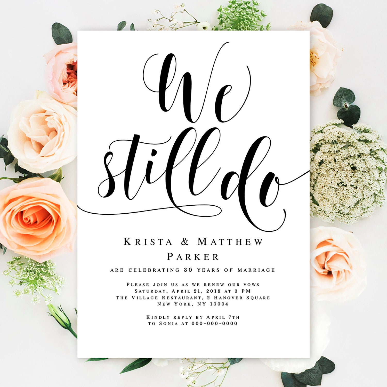 Wedding Invitations Editable Template Wedding Vow Renewal Etsy