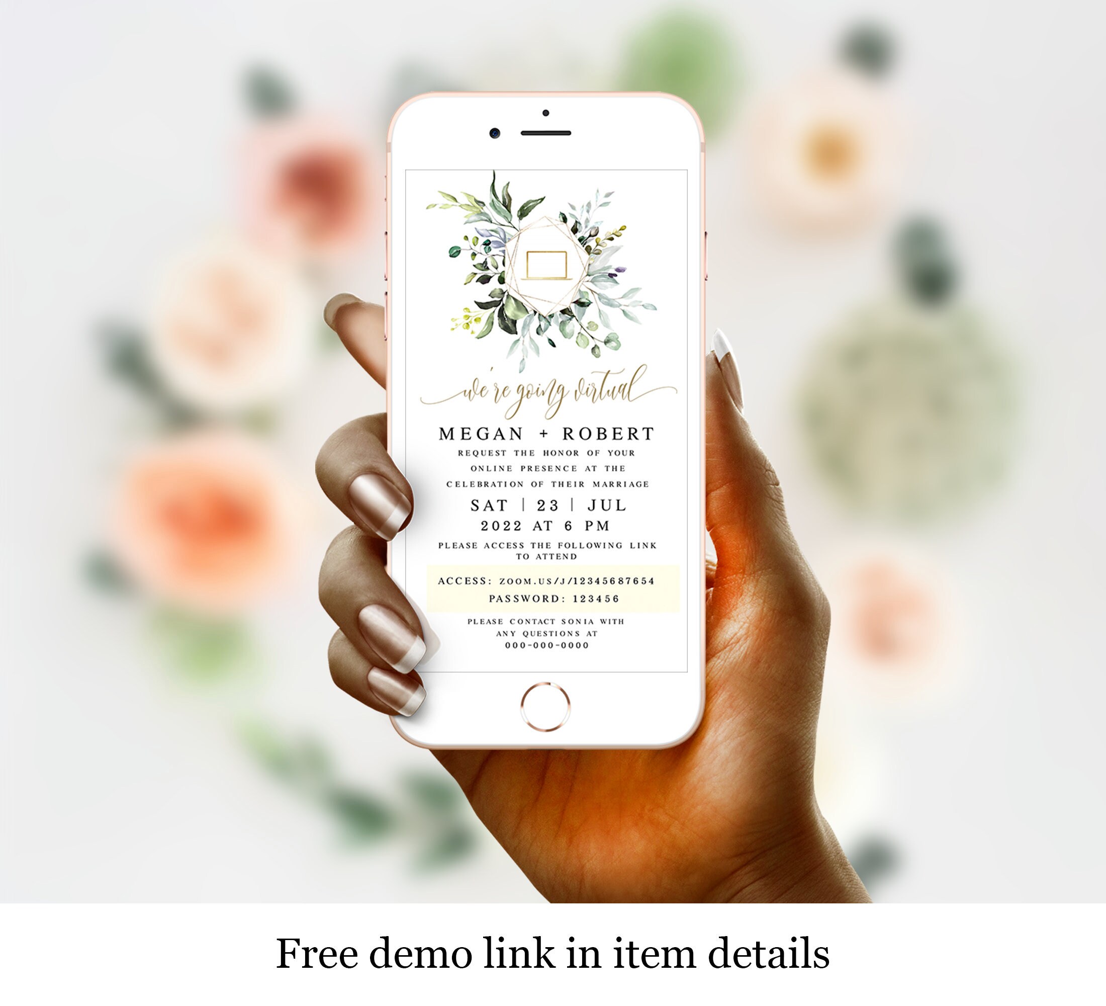 Electronic Virtual Wedding Invitation Template Digital - Etsy