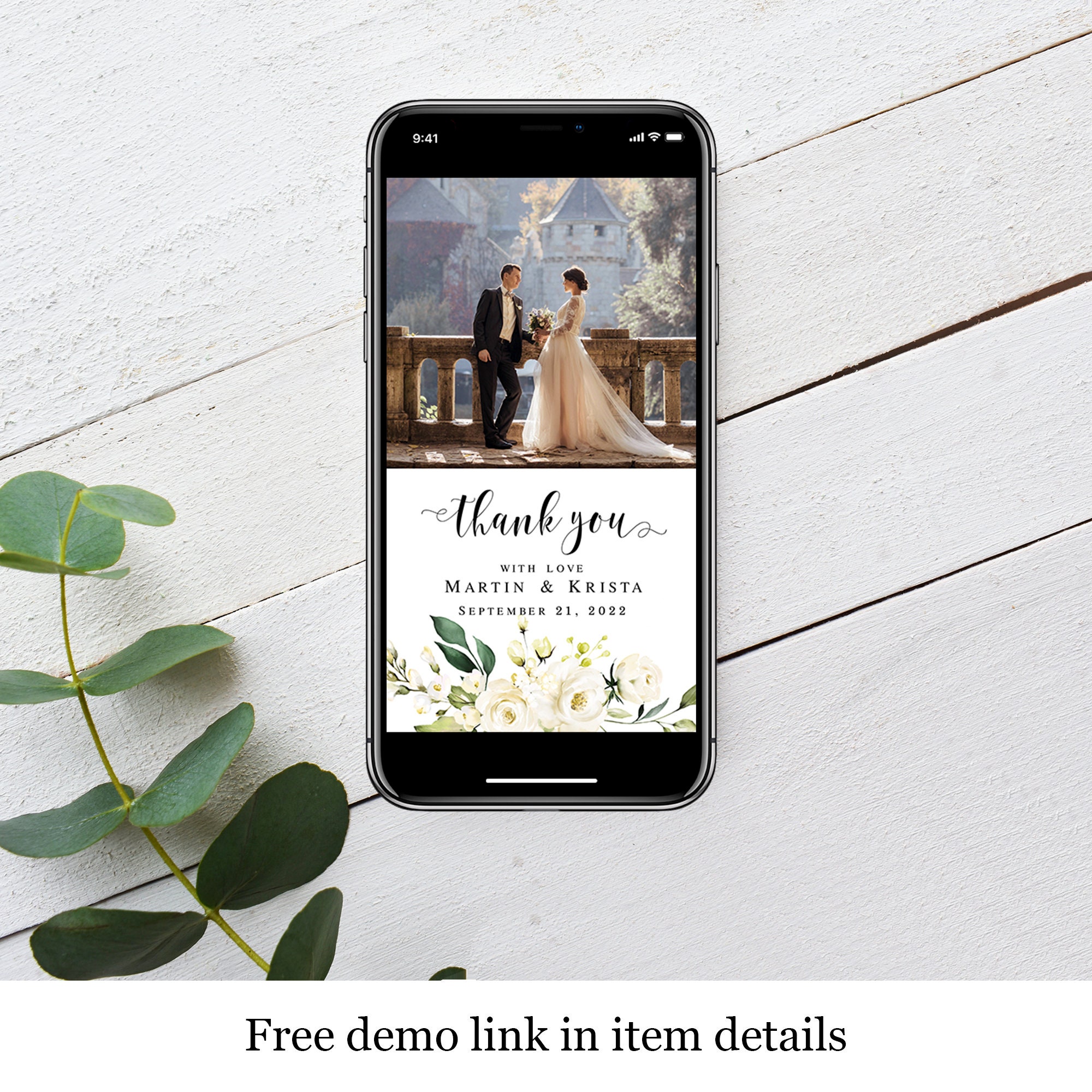 Electronic Thank You Card Template Text Message Phone Eco | Etsy