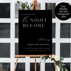 The Night Before Welcome Sign, Rehearsal Dinner Welcome Sign, Pre ...