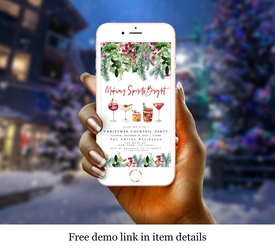 Making Spirits Bright Evite Template, Electronic Christmas Cocktails ...
