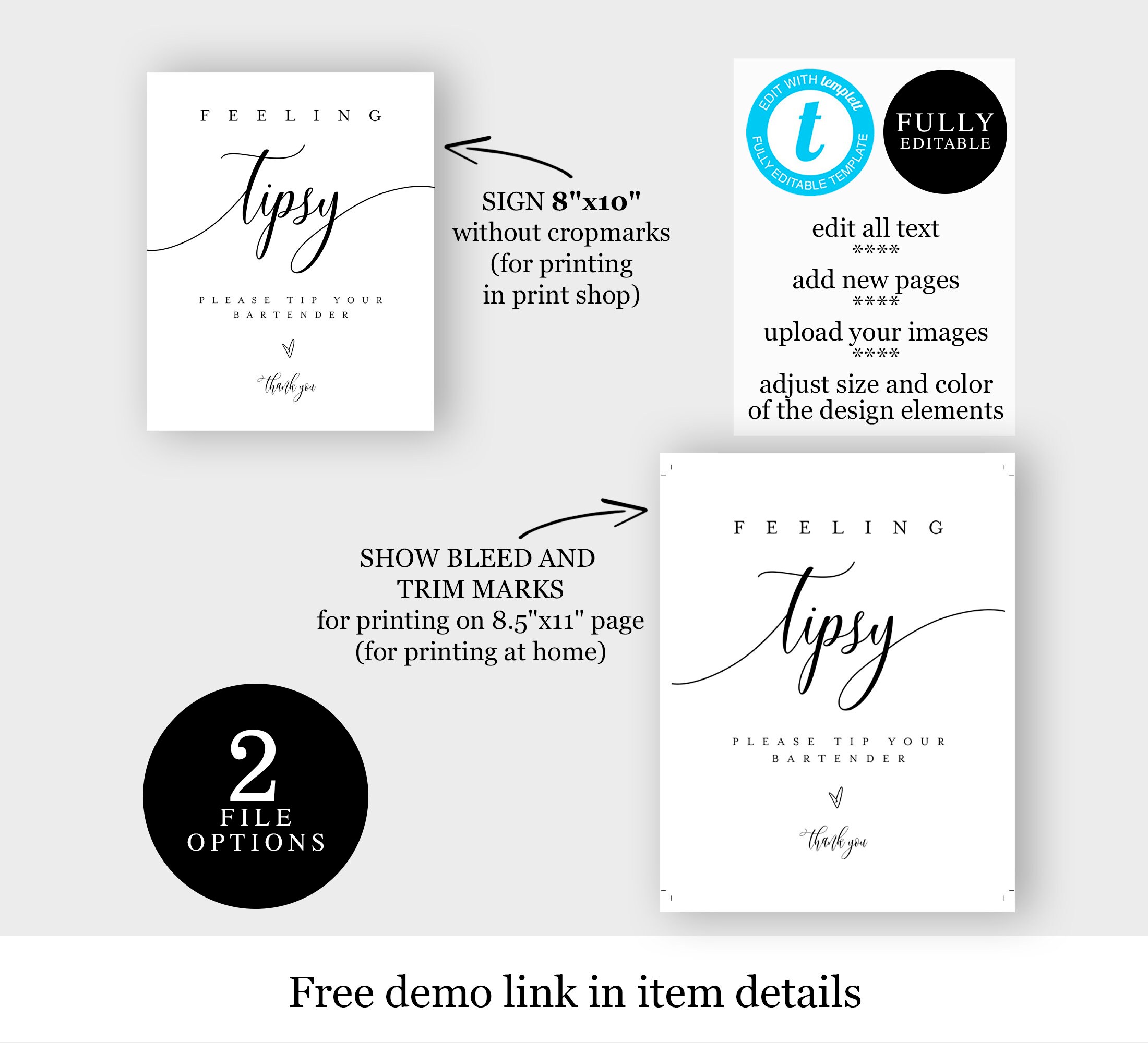 Virtual Tip Jar Sign Template, Feeling Tipsy, Printable, Bartender ...