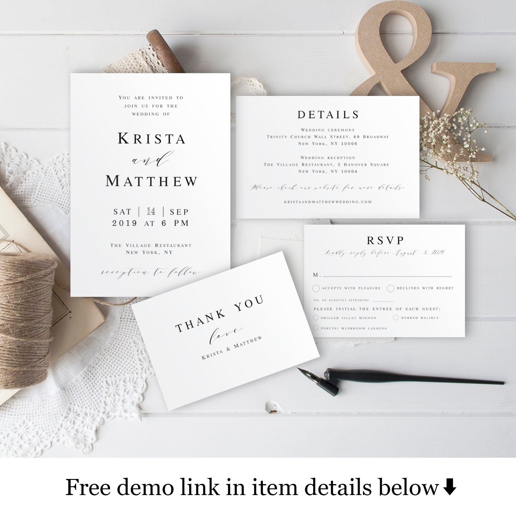Wedding invite set template 100% Editable Templett Instant | Etsy