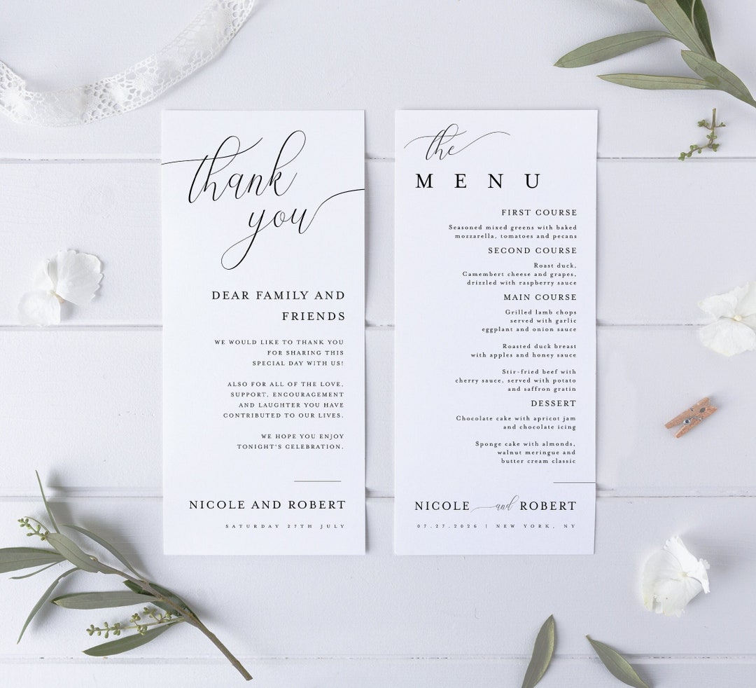 Thank You Place Card, Thank You Letter Template, Thank You Napkin Note ...