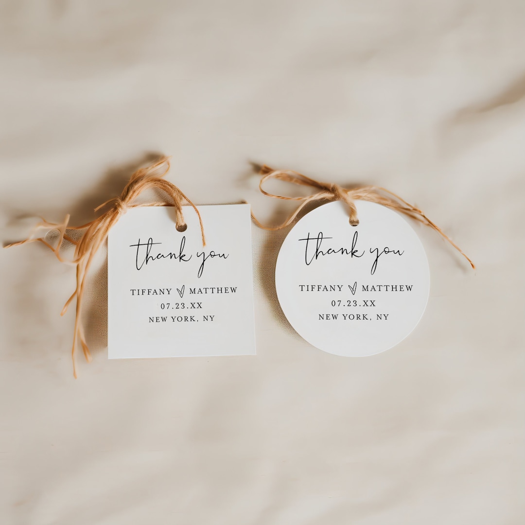 Round Wedding Stickers Printable, Circle Gift Tags Template, Favor ...
